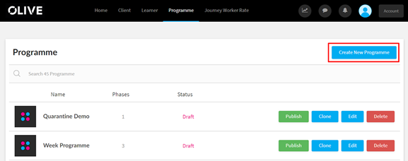 Myportfolio - Creating a new Programme – Olive